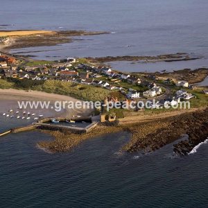 Aerial View of Beadnell harbour and village, Northumberland - GraemePeacock